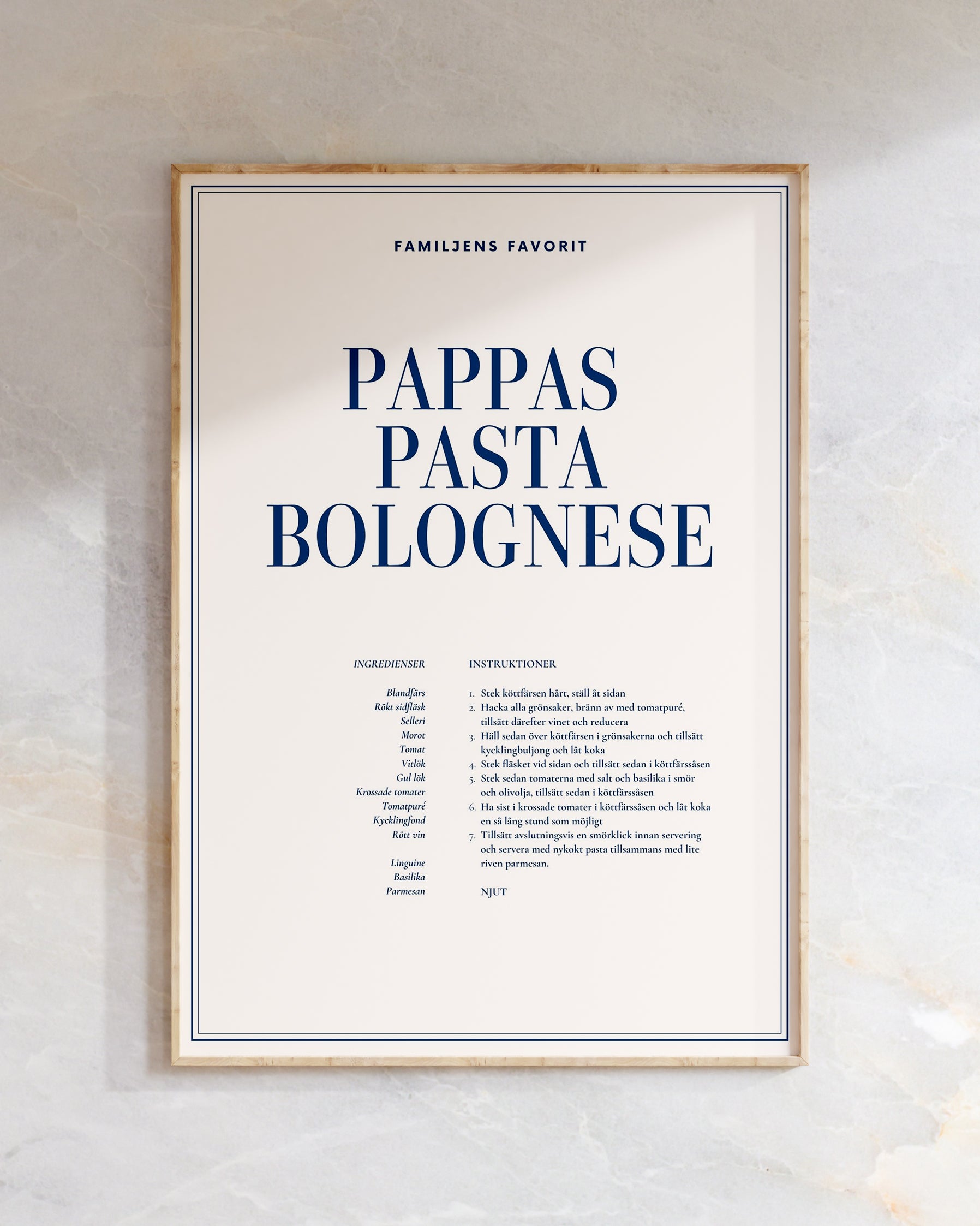 Personlig poster med eget recept: Elegant – ReceptPoster.se