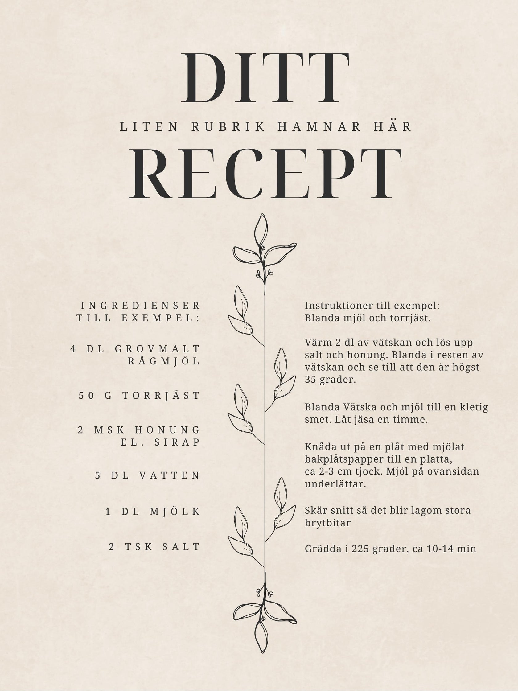 Personlig poster med ditt recept: Gro – ReceptPoster.se