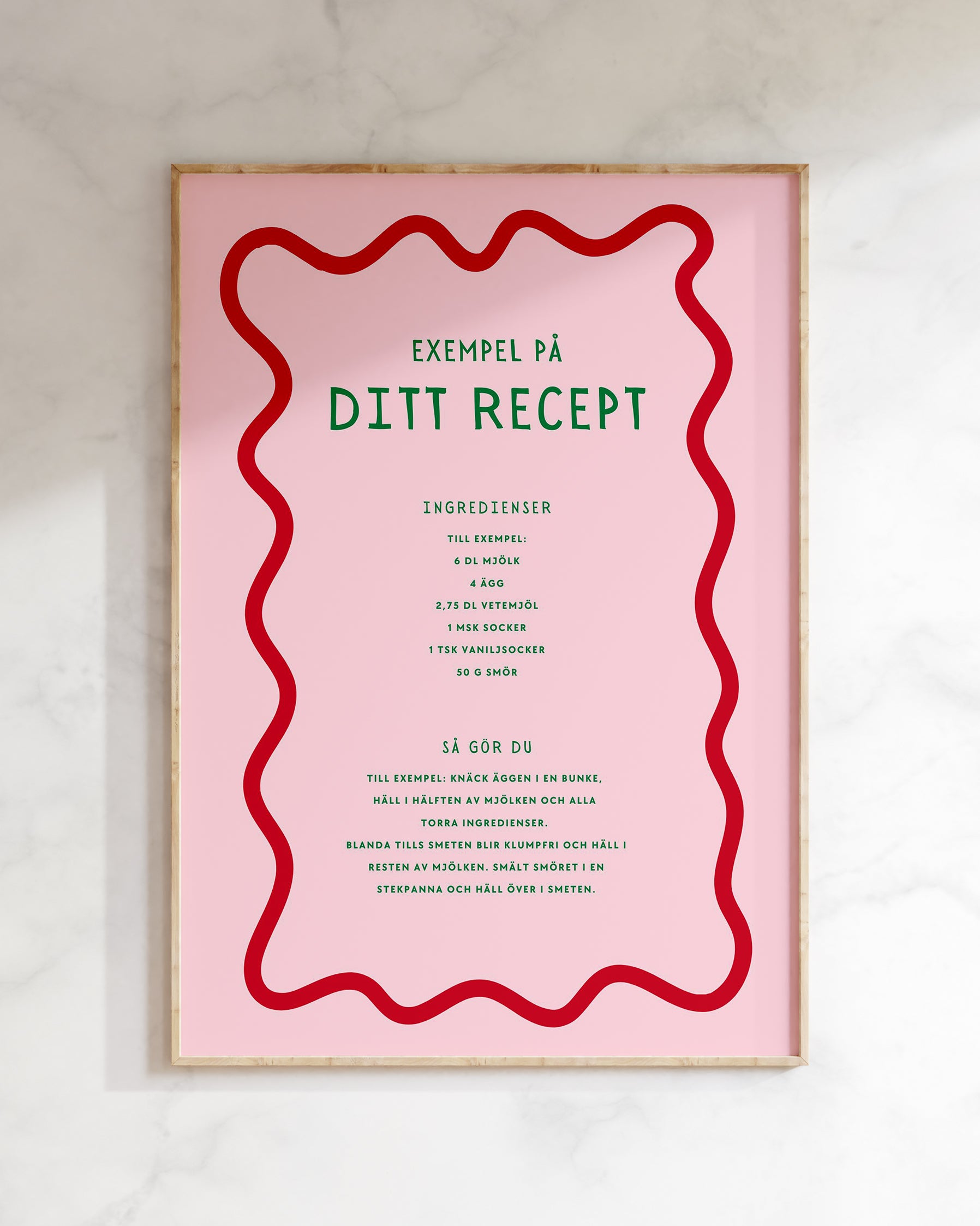 Personlig poster med eget recept: Vågig – ReceptPoster.se