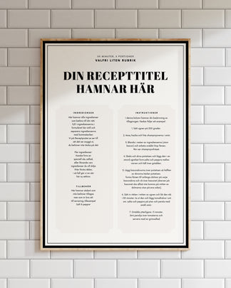 Personlig poster med eget recept: Tidlös – ReceptPoster.se